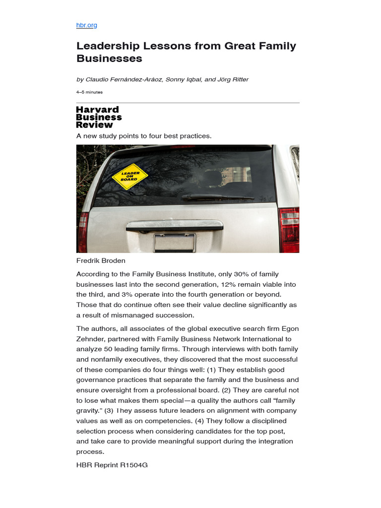 Leadership Lessons From Great Family Businesses | PDF | Business ...