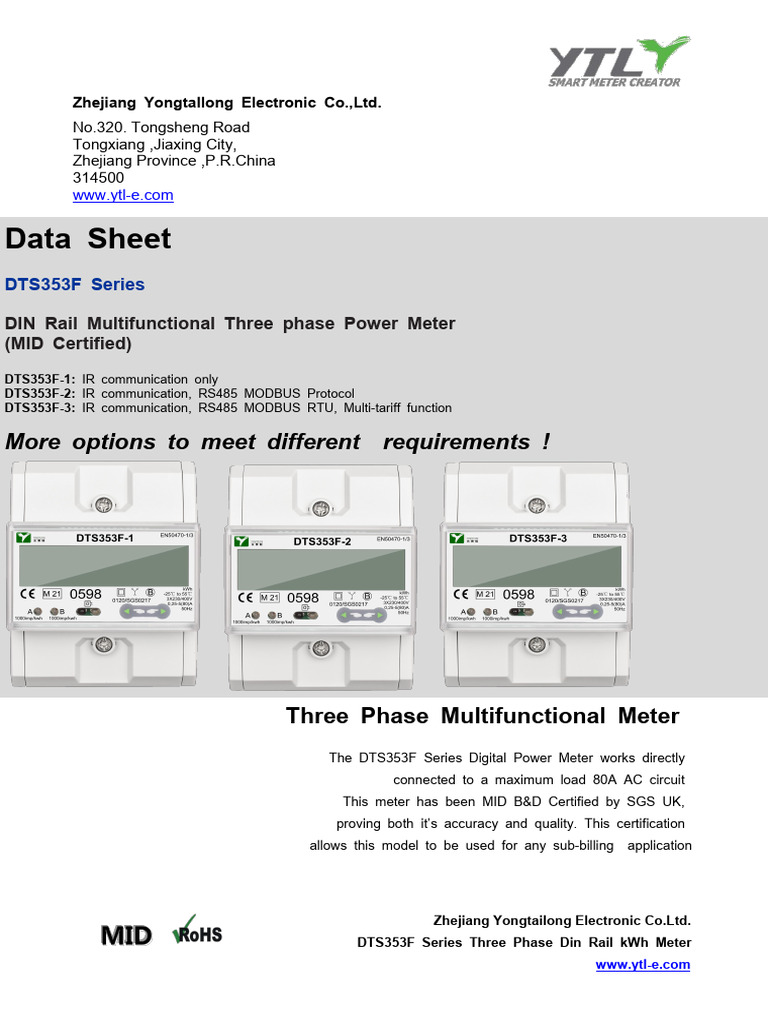 DTS353F Series Manual | PDF | Ac Power | Safety