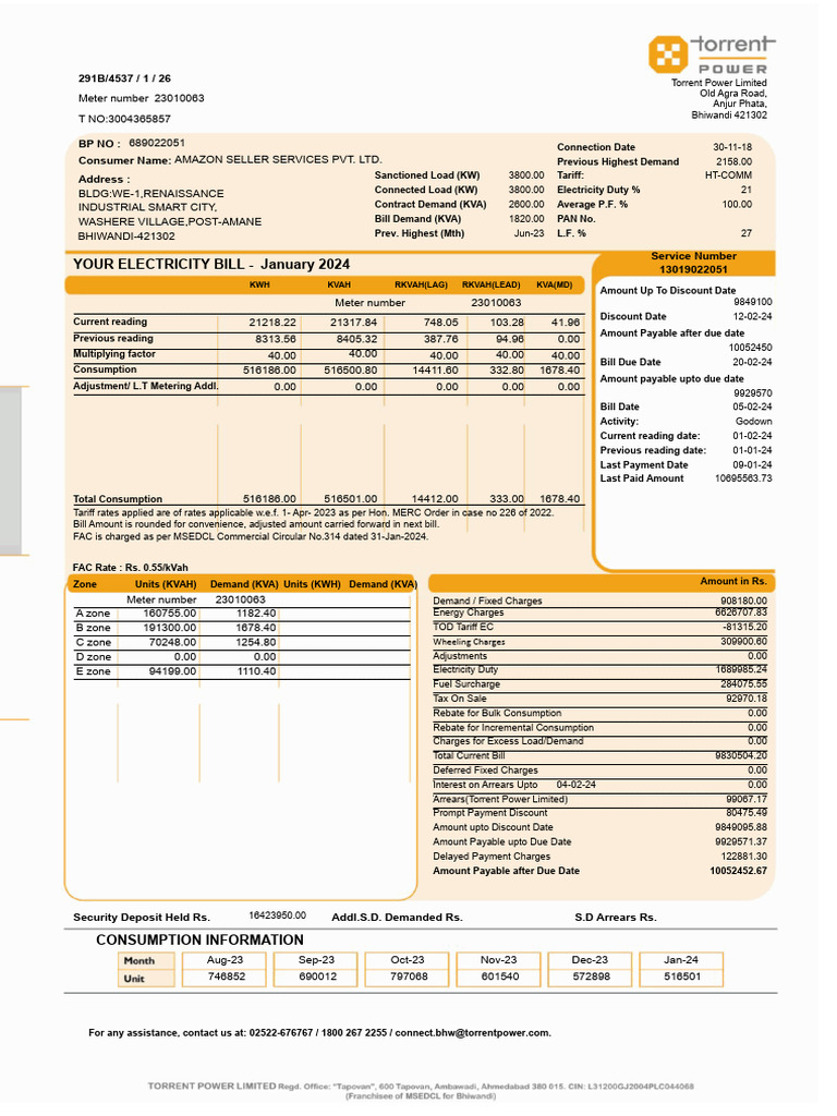 Bom5 - Bom5 E-Bill Jan 2024 | PDF | Energy Economics | Nature