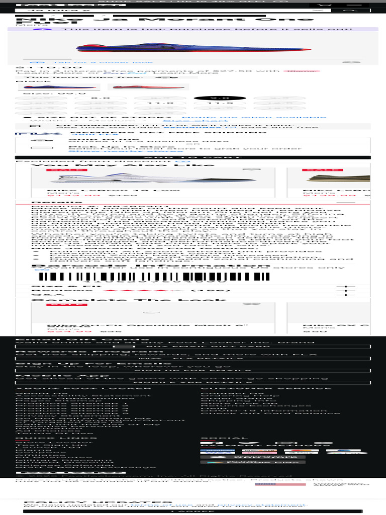 Nike Ja Morant One Fuel Foot Locker | PDF | Nike | Shoe