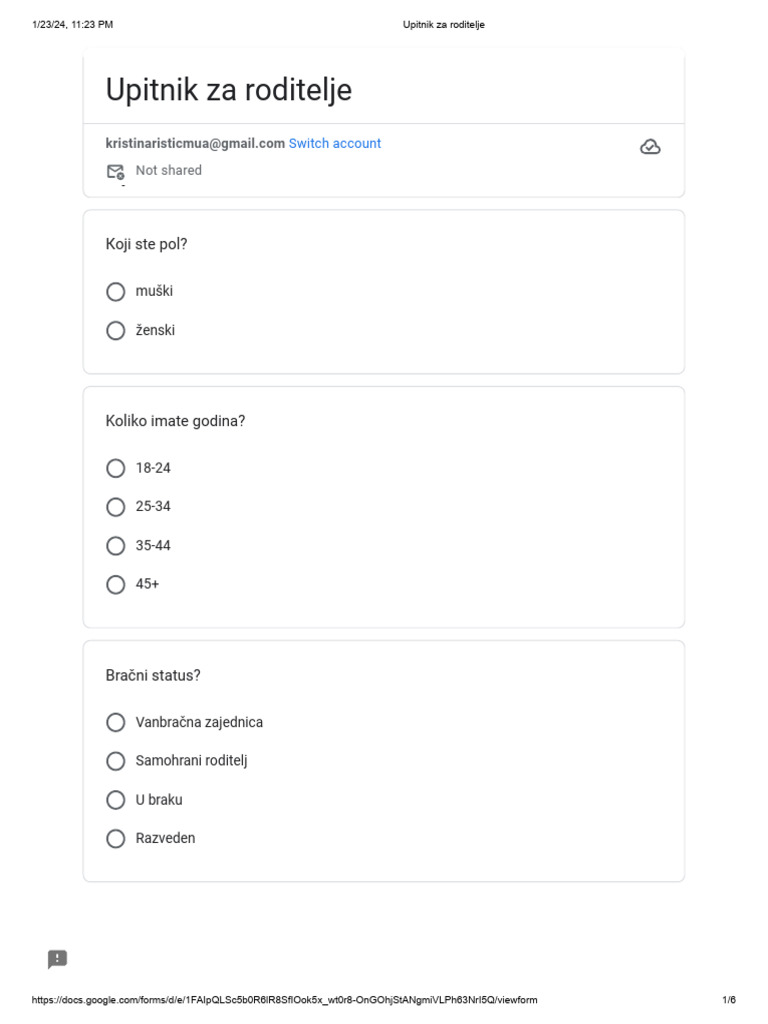 Upitnik Za Roditelje Dom 2 | PDF