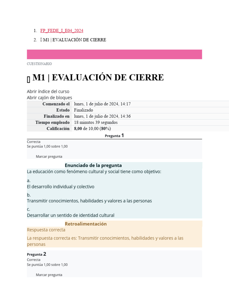 FP FEDE I E04 2024 M1 Modulo1 Evaluación de Cierre | PDF | Aprendizaje | Inclusión (Educación)