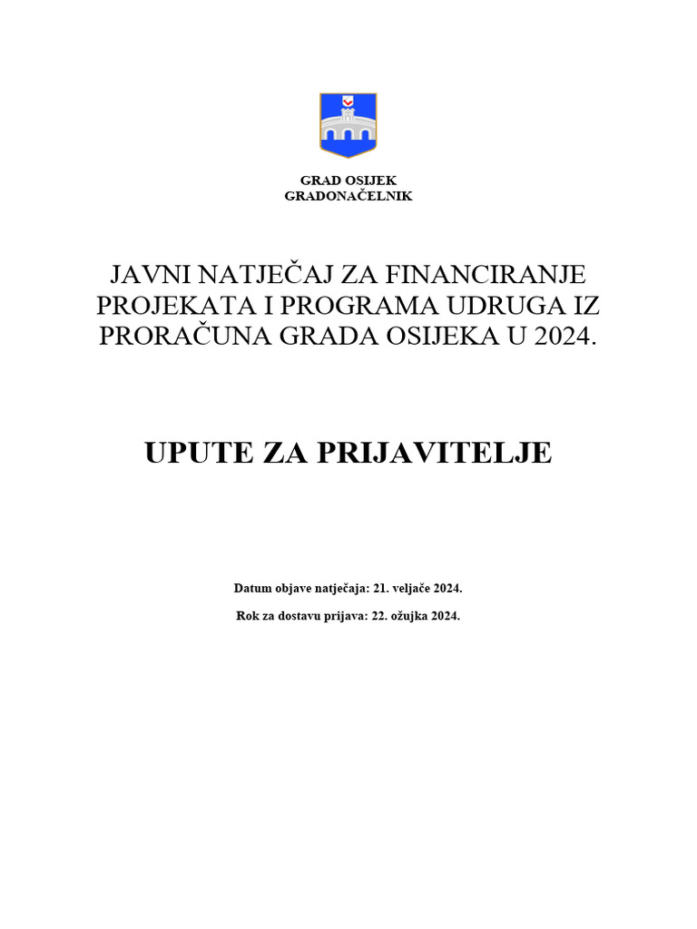 Upute Za Prijavitelje | PDF