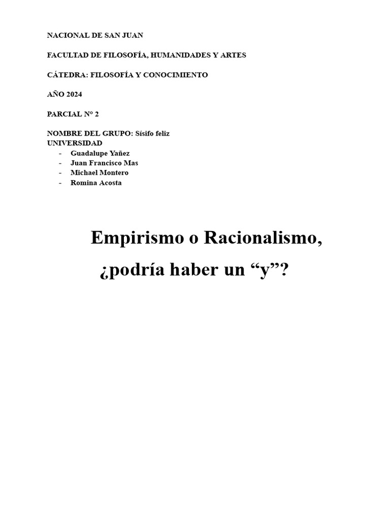 Parcial #2 de Filosofía | PDF | David Hume | Conocimiento