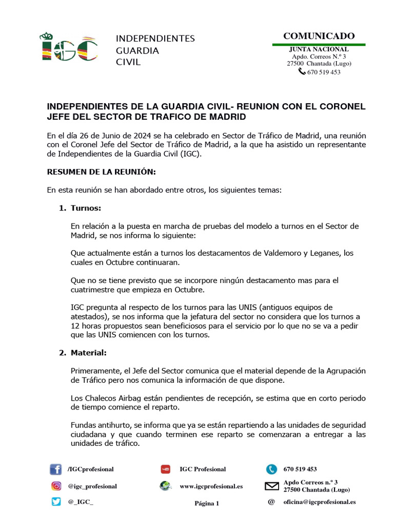 Comunicado Reunion 30 Junio de 2024 | PDF