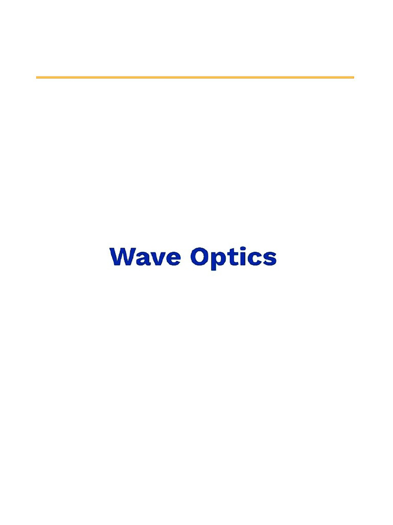 Wave Optics | PDF