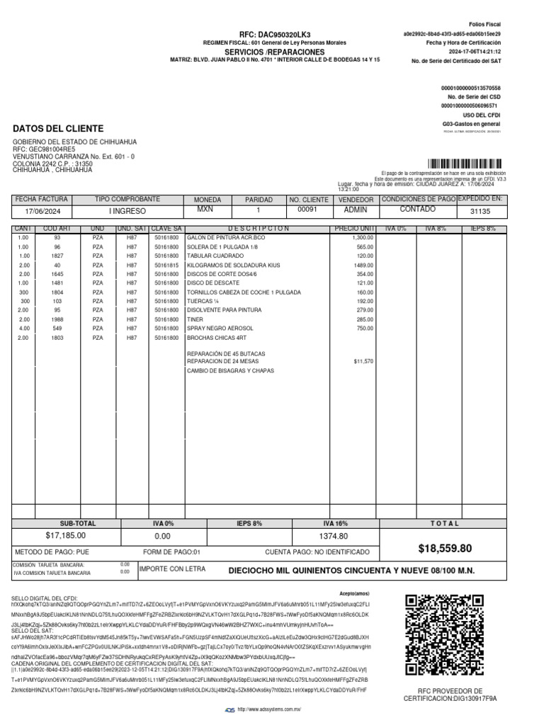 Factura Servicios | PDF