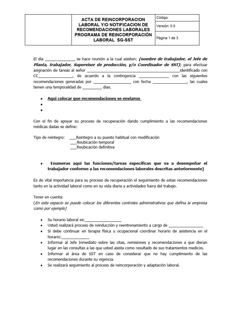 Acta de Reubicacion Laboral | PDF | Finanzas y administración del dinero | Tecnología e ingeniería
