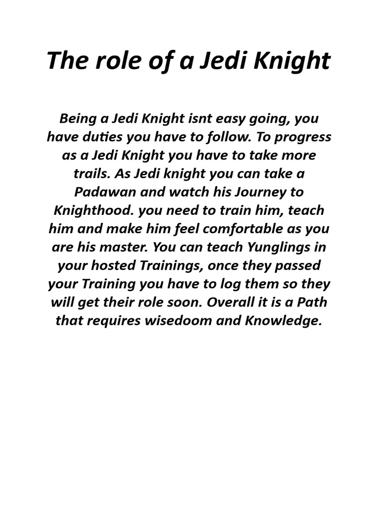 Jedi Knight Duties and Training | PDF