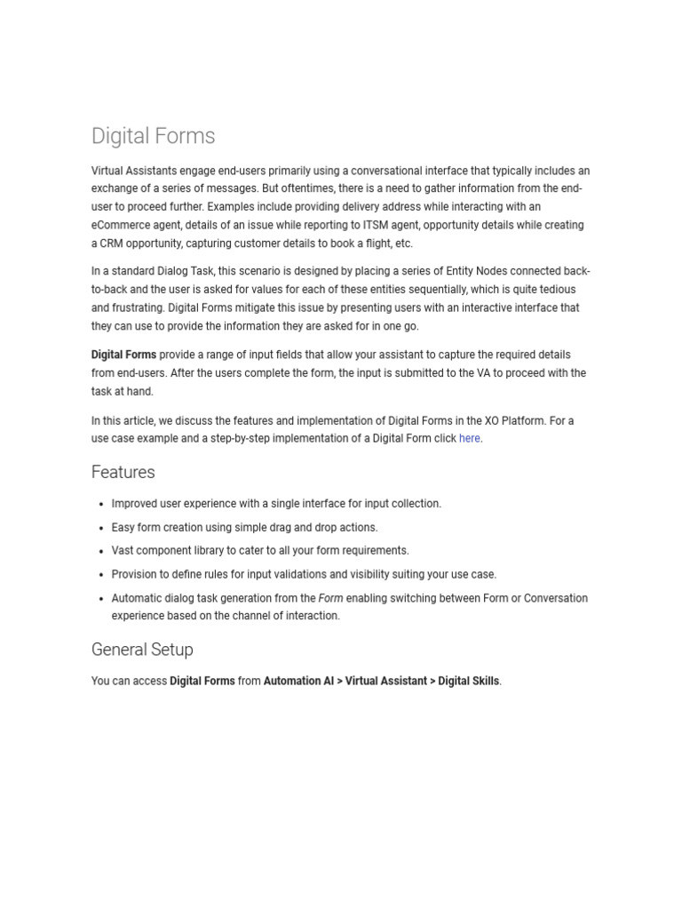 Digital Forms - Kore Ai Docs | PDF | Json | Scripting Language