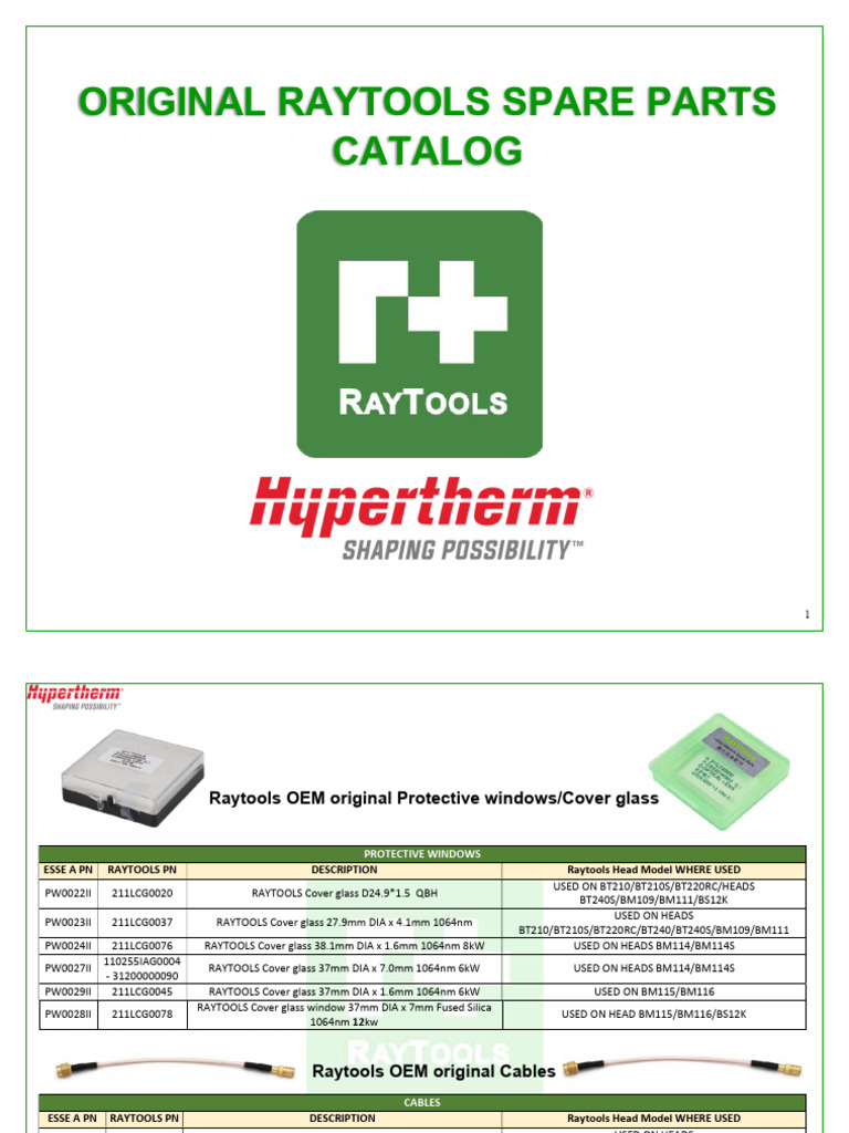 Part Numbers Peças Cabeçote Raytools | PDF | Electrodynamics | Glass ...