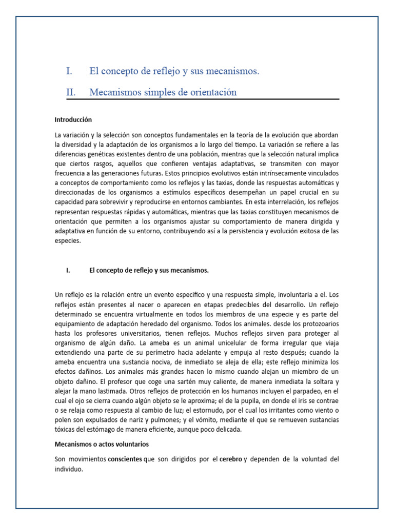 El Concepto de Reflejo y Sus Mecanismos | PDF | Evolución | Adaptación