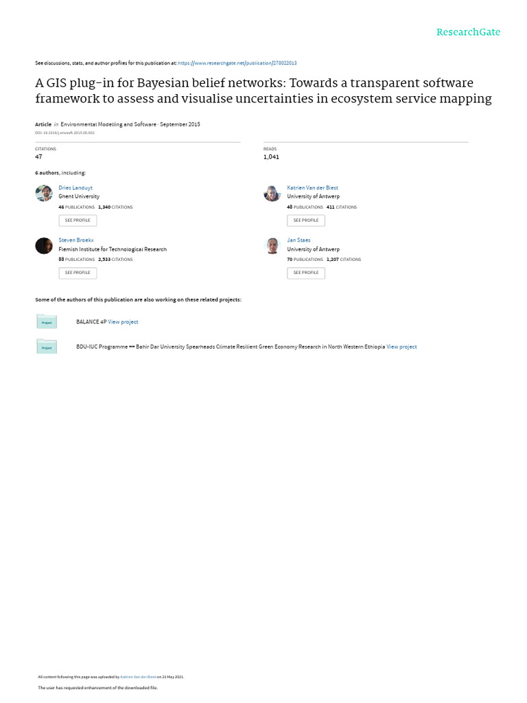 A GIS Plug-In For Bayesian Belief Networks Towards A Transparent ...