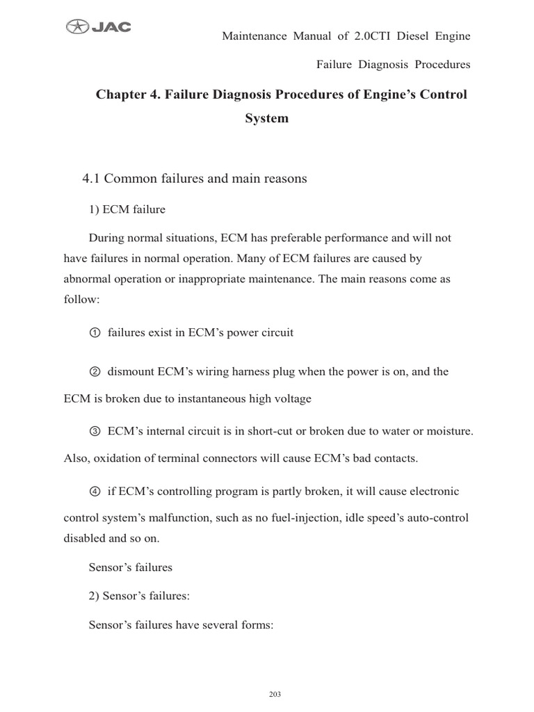 Engine Electronic Electric Sys Failure Diagnosis Procedure DTC | PDF ...