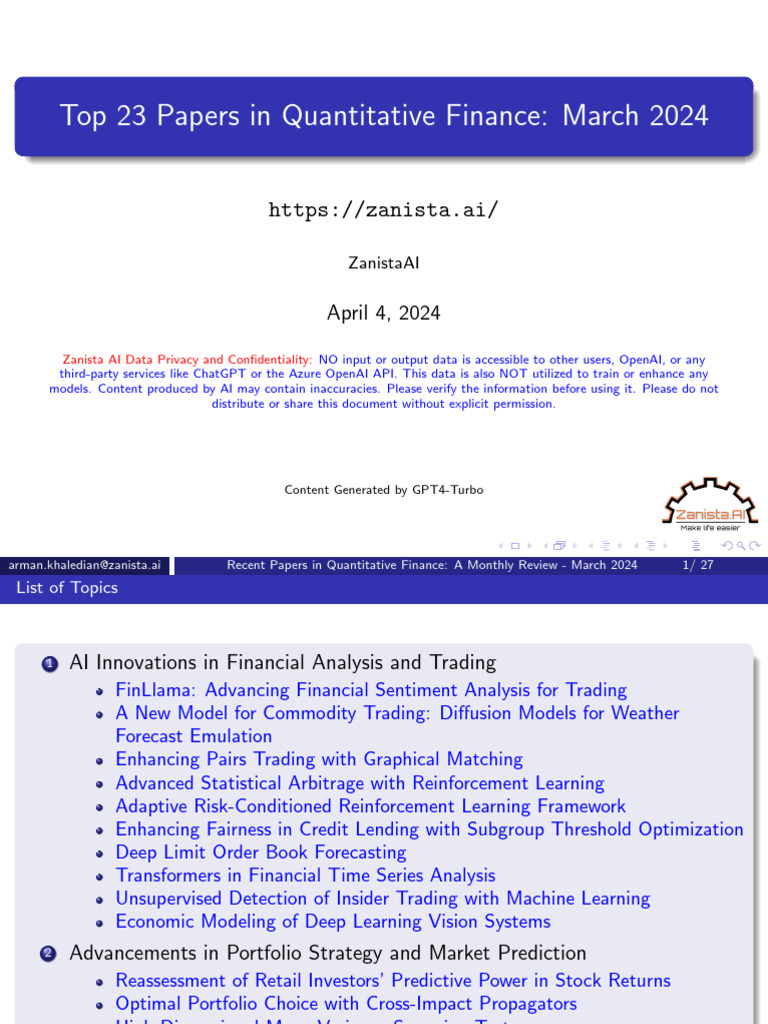Top Papers in Quantitative Finance - March 2024 | PDF | Machine ...
