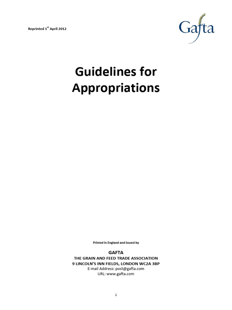 GAFTA Appropriation Guidelines | PDF | Bill Of Lading | Cargo