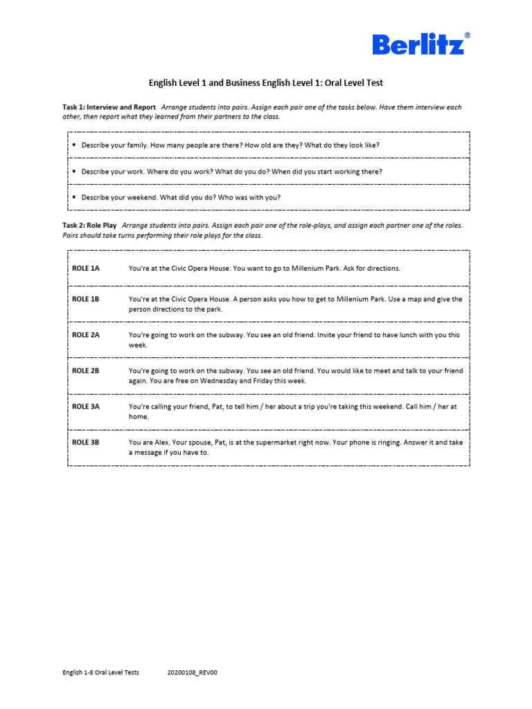 English Oral Test Guide | PDF | Business