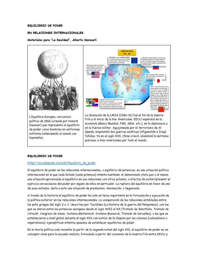 Equilibrio de Poder en Relaciones Internacionales | PDF | Polaridad ...
