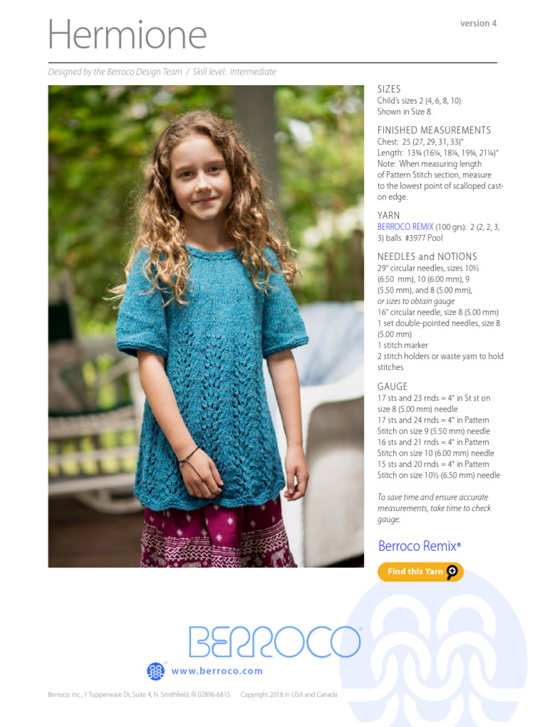 Berroco Hermione v4 | PDF | Knitting | Knitting Needle