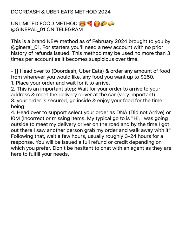 Doordash Uber Eats Method 2024 | PDF