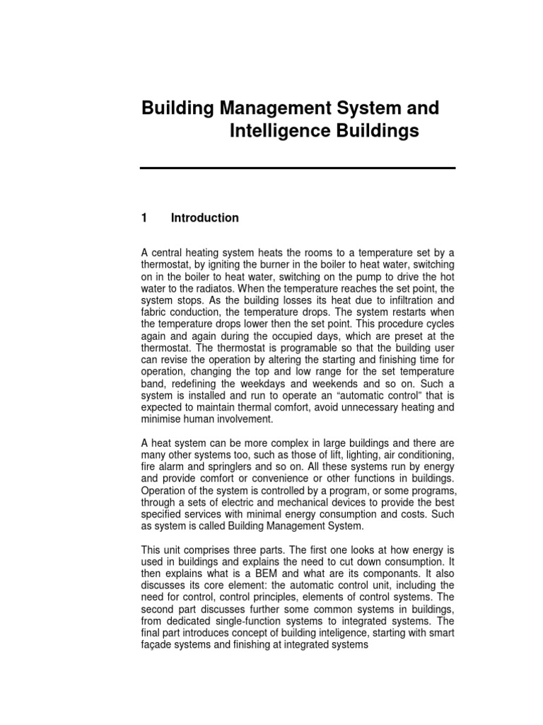 Building Management System and Intelligence Buildings | PDF | Building Automation | Efficient ...