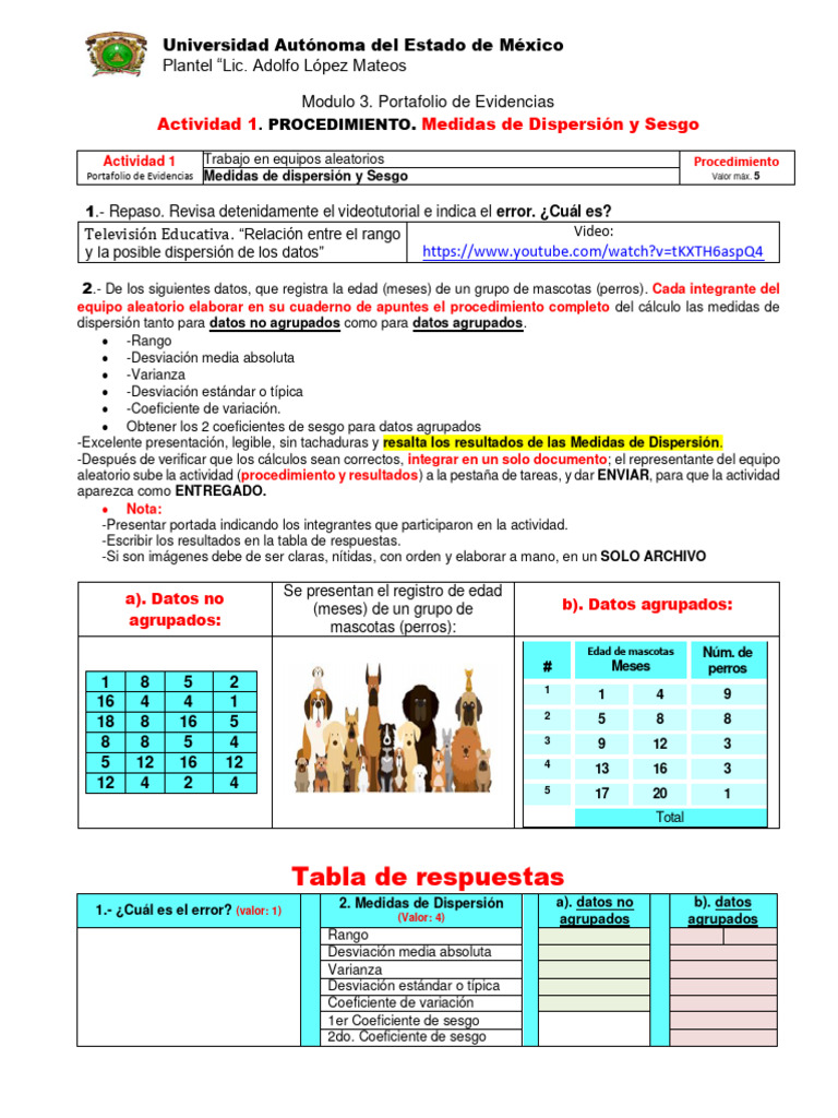 Act.1a. Porta Evidencias MD y Sesgo 2024 | PDF | Dispersión estadística | Desviación Estándar