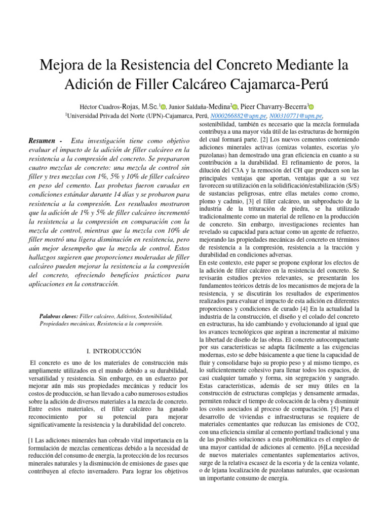 Paper - Filler Calcareo | PDF | Hormigón | Cemento