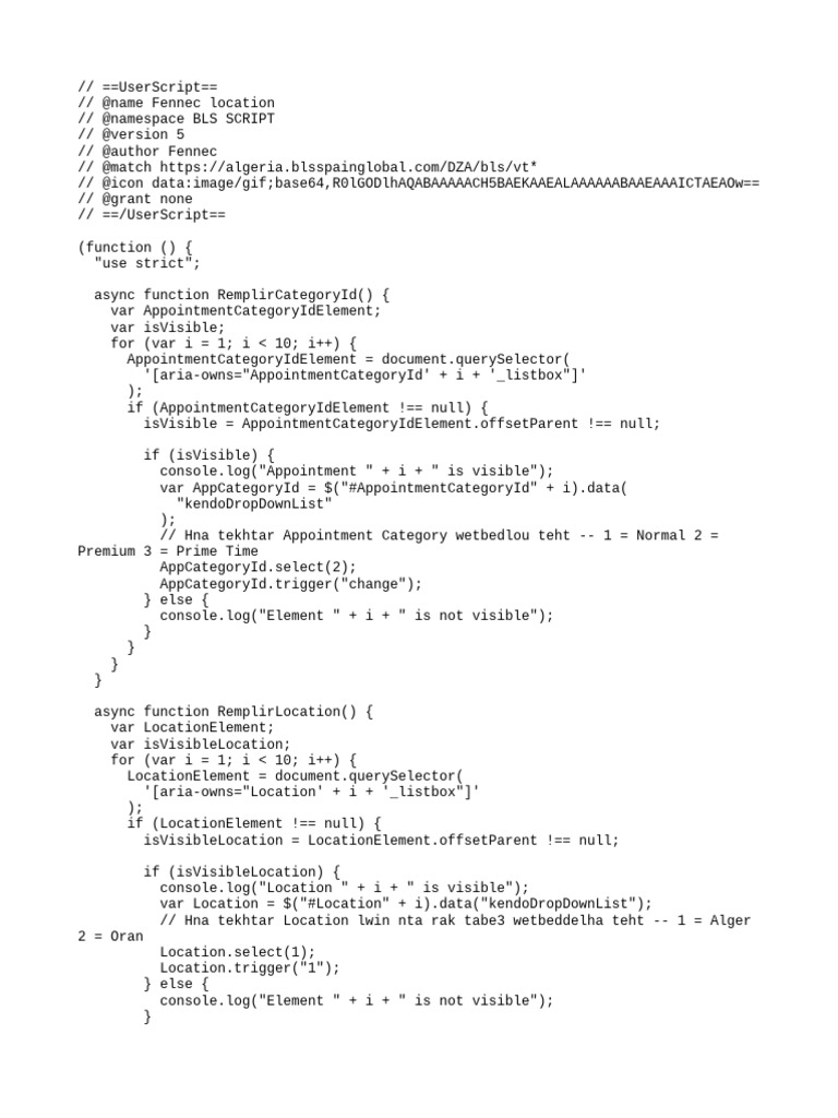Fennec Location Script for BLS Site | PDF