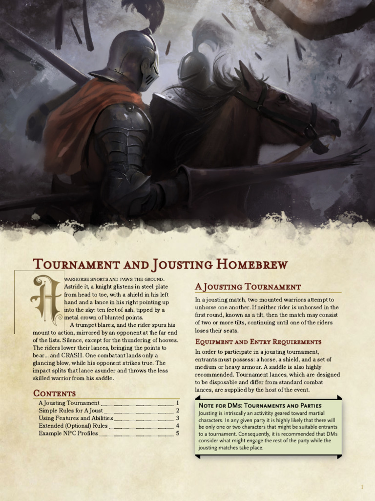 Jousting and Tournament Rules | PDF | Armour | Knight
