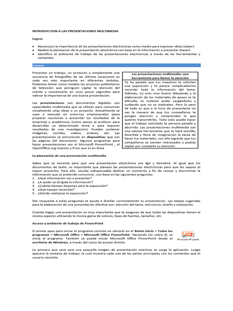 Introduccion A Las Presentaciones Multimedia | PDF | Microsoft PowerPoint | Multimedia