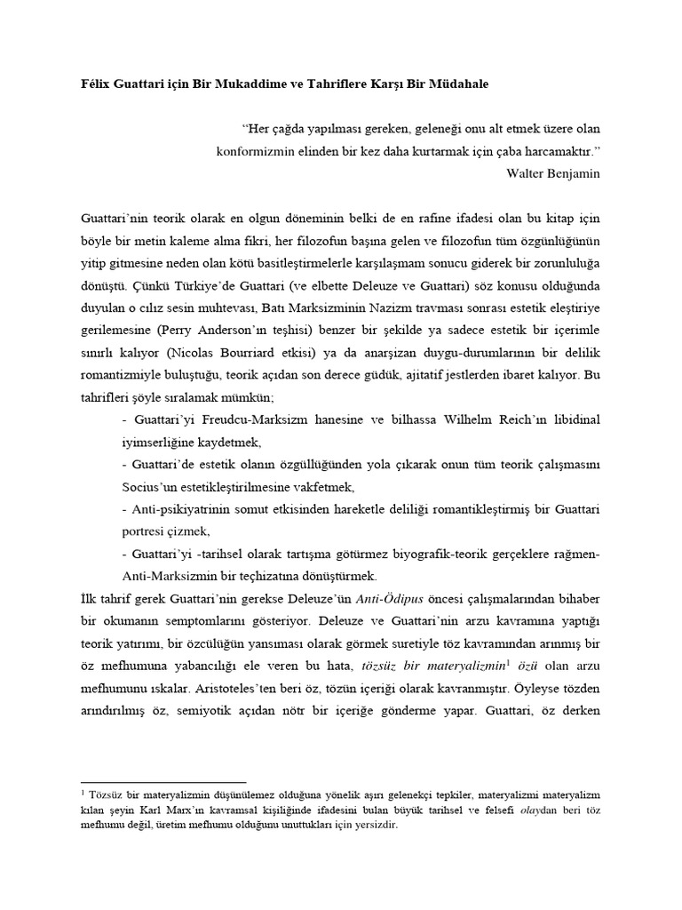 Felix Guattarinin Kaozmosuna Onsoz | PDF