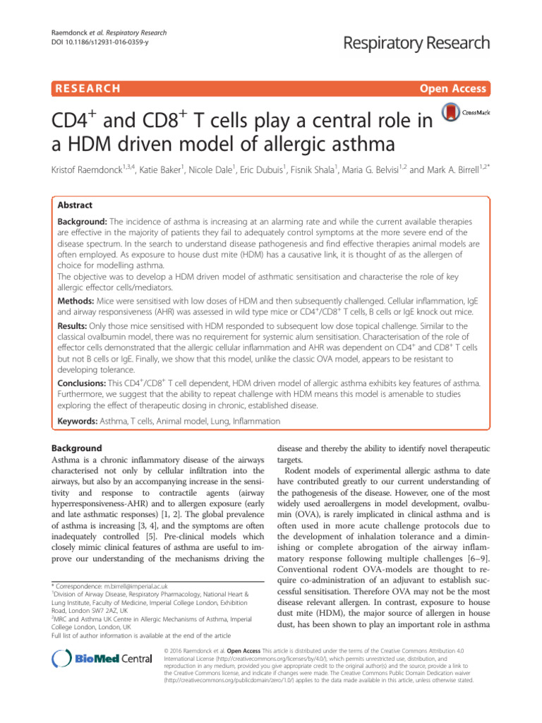 Cópia de HDM Asthma Model | PDF | Asthma | Allergy