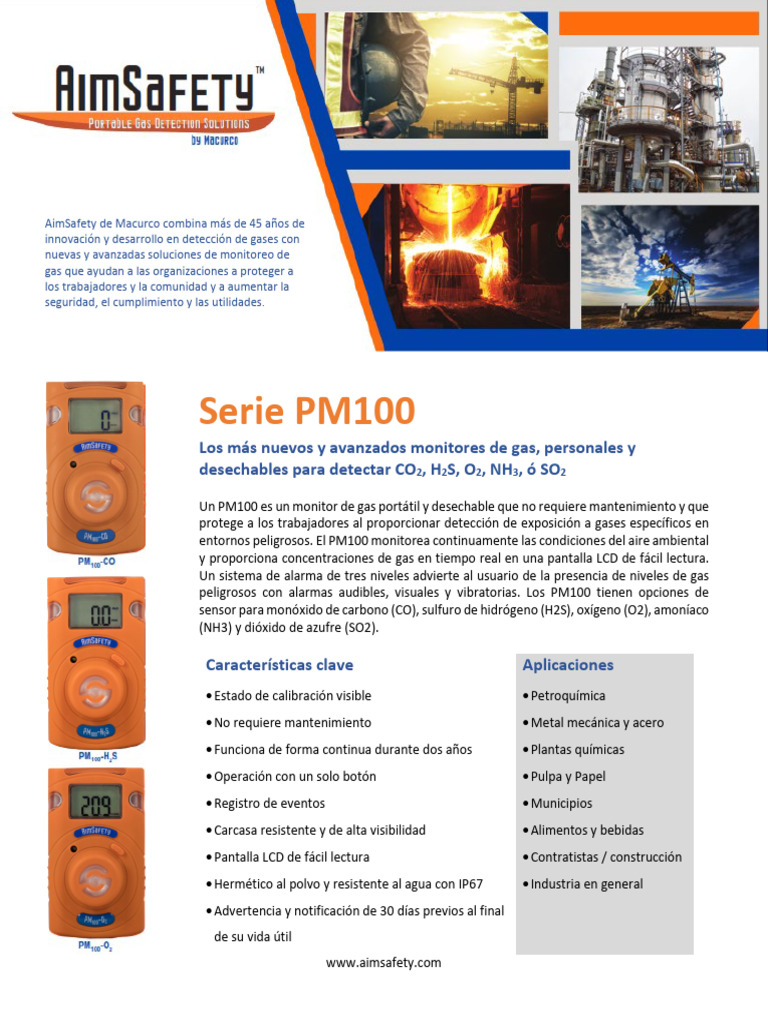 PM100-Data-Sheet ESP | PDF | Amoníaco | Dióxido de carbono