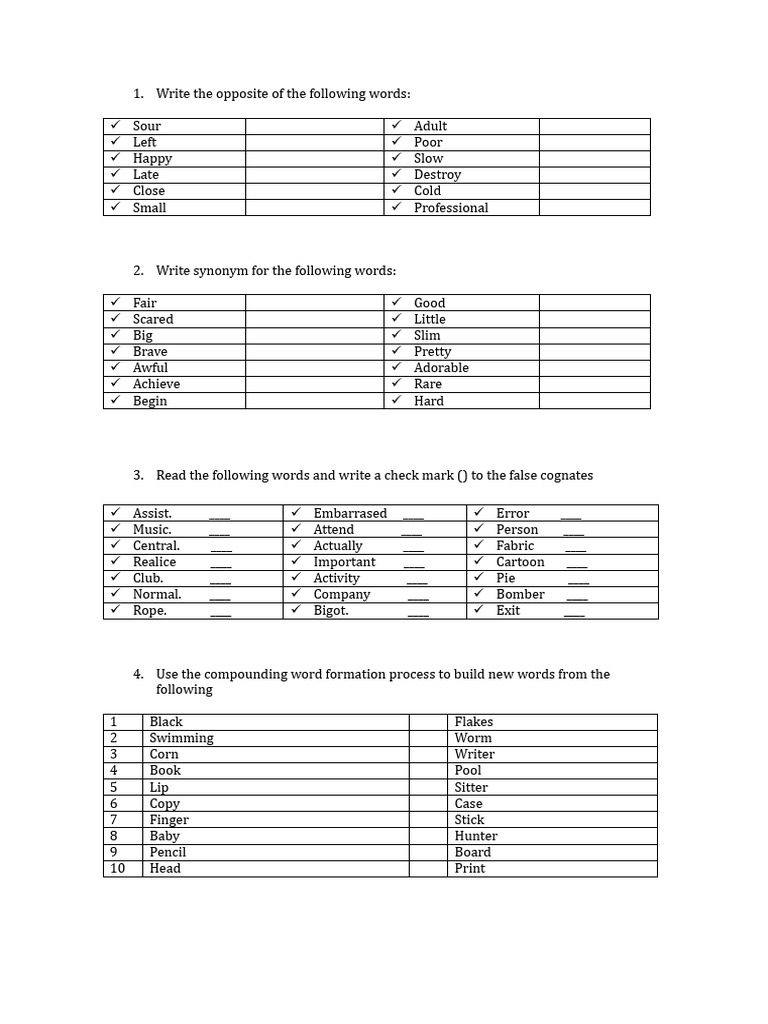 Vocabulary and Word Formation Exercises | PDF