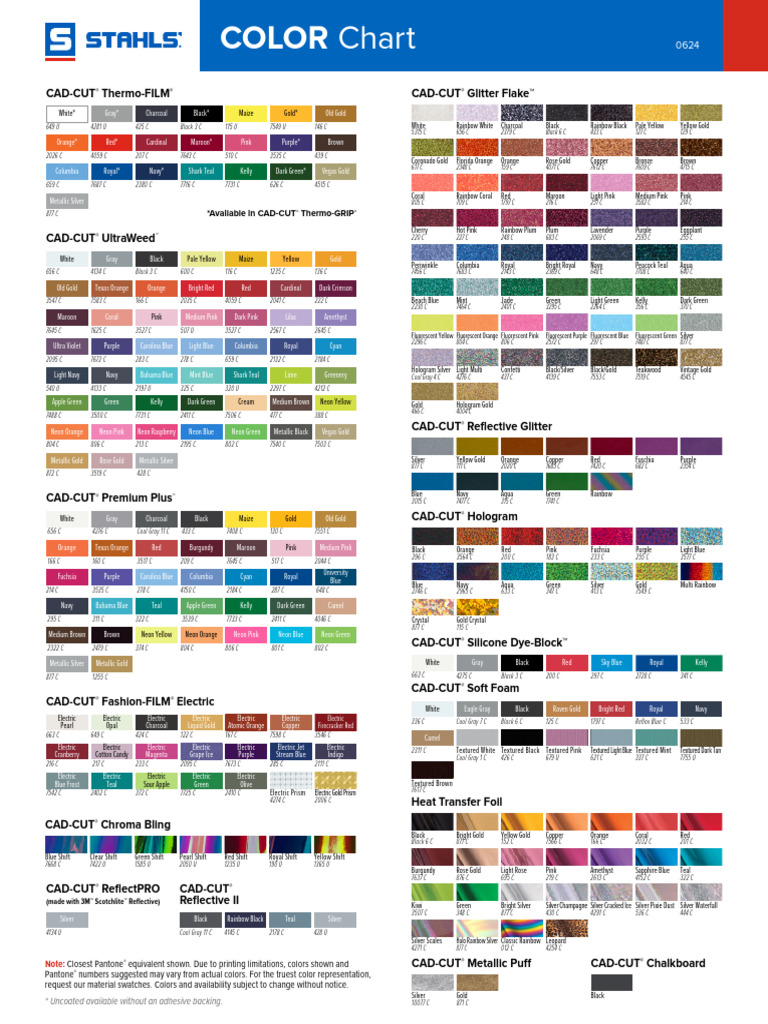 Stahls Pantone Color Chart | PDF | Yellow | Green