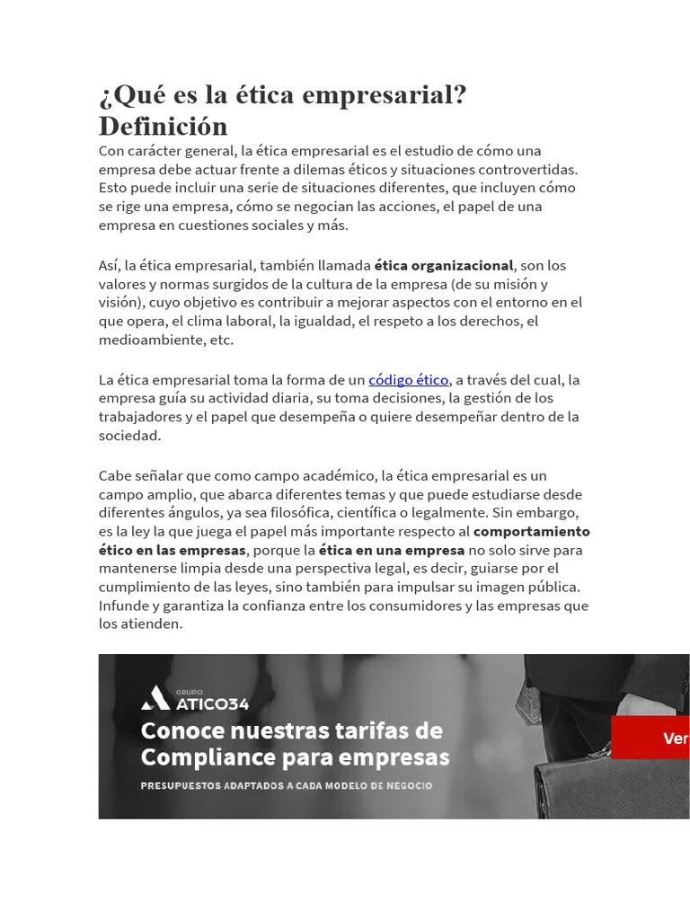 Qué Es La Ética Empresarial | PDF | Business | Comportamiento