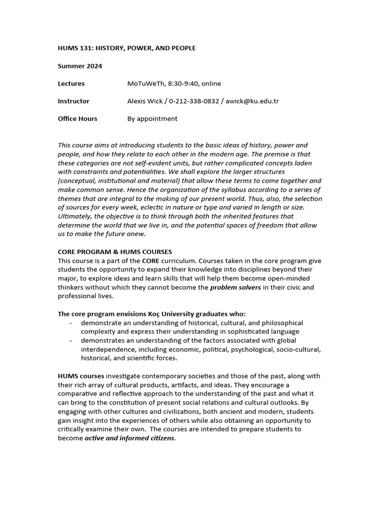 HUMS 131 SyllabusSummer2024 | PDF | Academic Dishonesty | Plagiarism