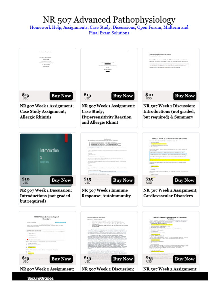 NR 507 Advanced Pathophysiology | PDF | Allergy | Medical Specialties