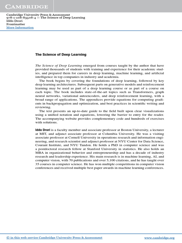 Frontmatter | PDF | Applied Mathematics | Machine Learning