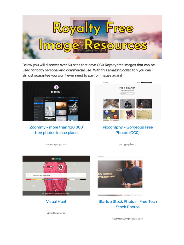 60+ Sites for Free CC0 Images | PDF | Creative Commons License | Adobe ...
