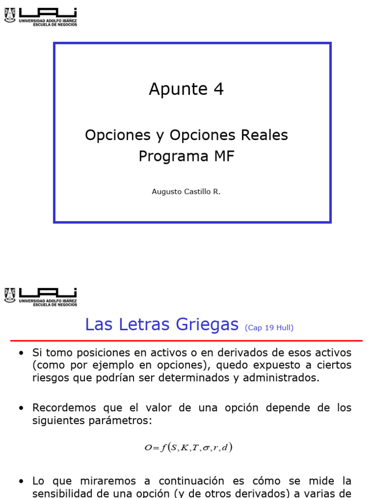 Apunte 4 OOR | PDF | Opción (Finanzas) | Mercados financieros