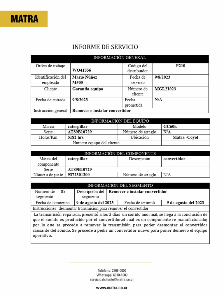Informe cg60k Codela Convertidor Dañado | PDF | Tecnología