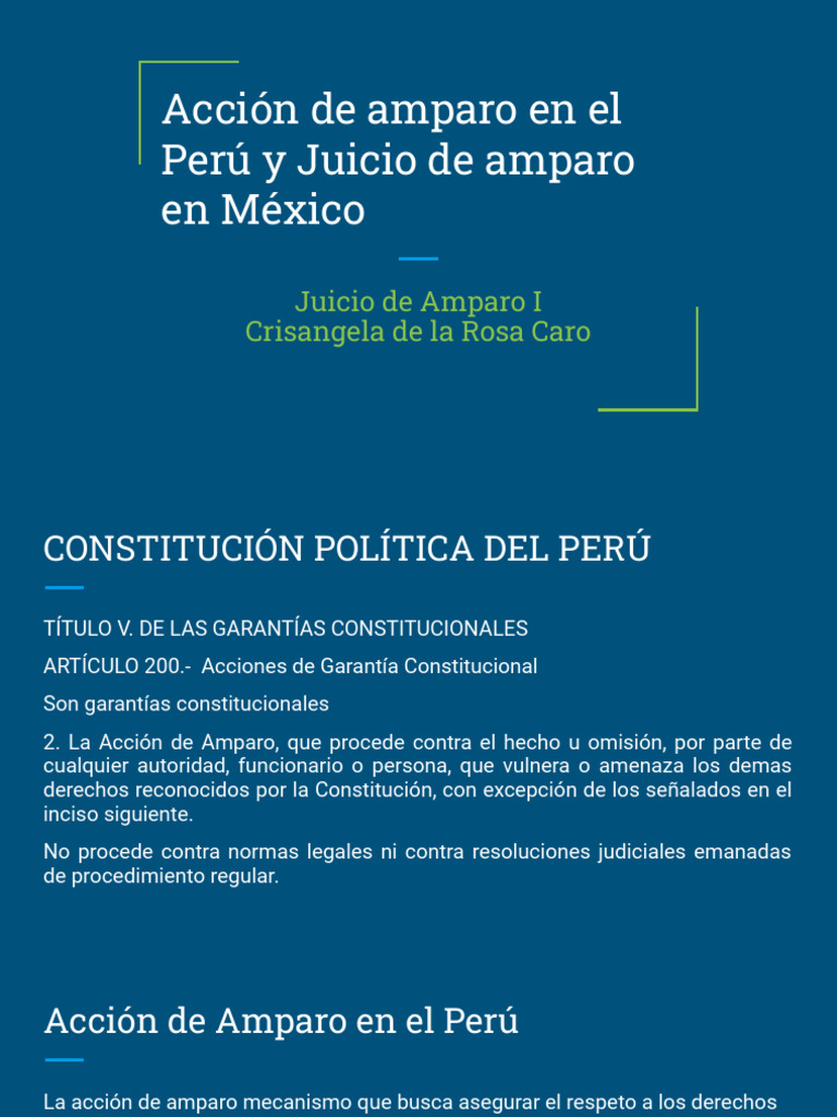 Acción de Amparo en El Perú y Juicio de Amparo en México | PDF ...