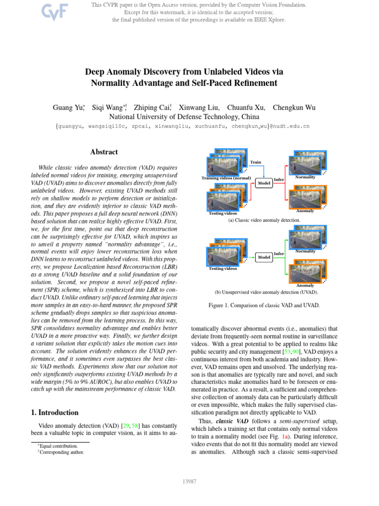 Yu Deep Anomaly Discovery From Unlabeled Videos Via Normality Advantage and CVPR 2022 Paper ...
