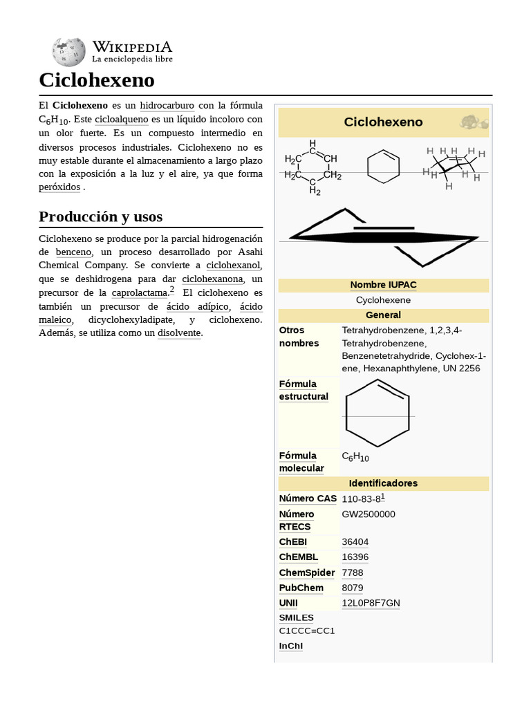 Ciclohexeno: Propiedades y Usos | PDF | Química | Sustancias químicas