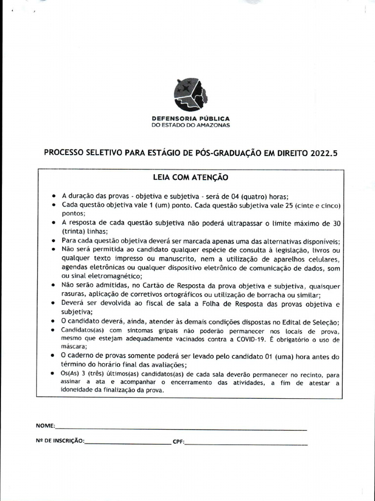 Caderno de Prova PSE 2022.5 | PDF