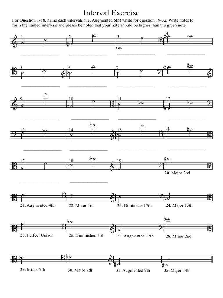 Interval Exercise | Download Free PDF | Interval (Music) | Pitch (Music)