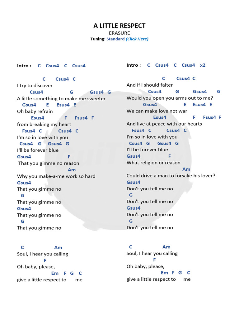 A Little Respect - Lyrics & Chords | PDF | Recorded Music | Songs