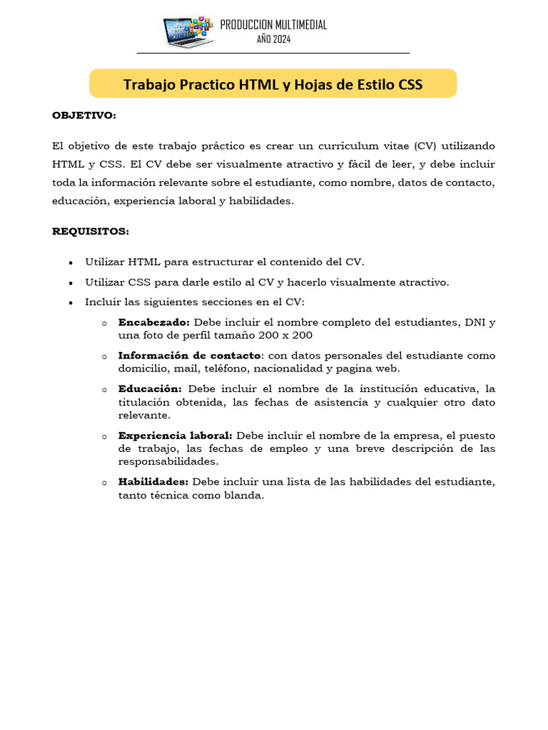 Practico HTML y CSS - Curriculum | PDF