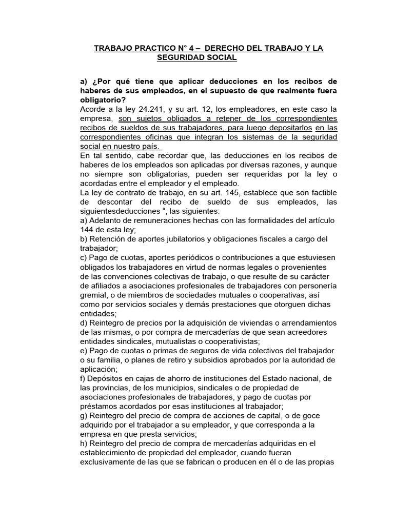 TP 4 - Derecho Laboral | PDF | Derecho laboral | Cooperativa